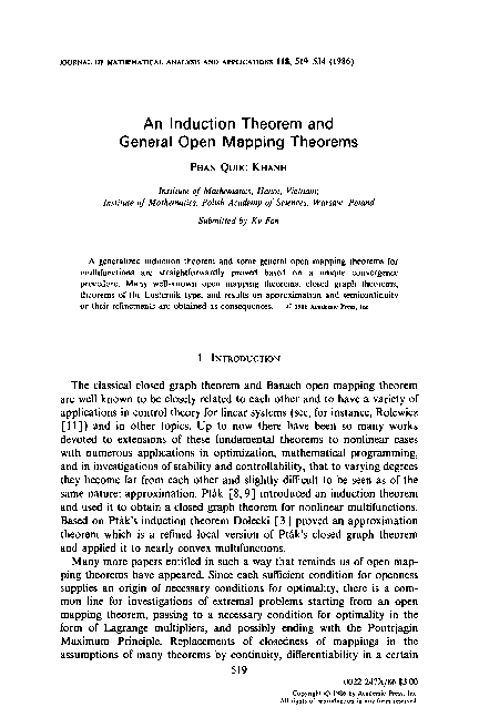 (PDF) An induction theorem and general open mapping theorems