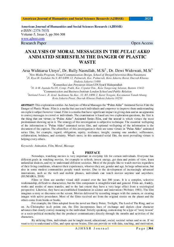 (PDF) ANALYSIS OF MORAL MESSAGES IN THE PULAU AKKO ANIMATED SERIES FILM ...