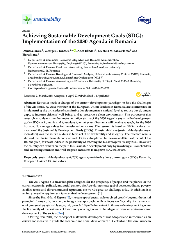 (PDF) Achieving Sustainable Development Goals (SDG): Implementation of ...