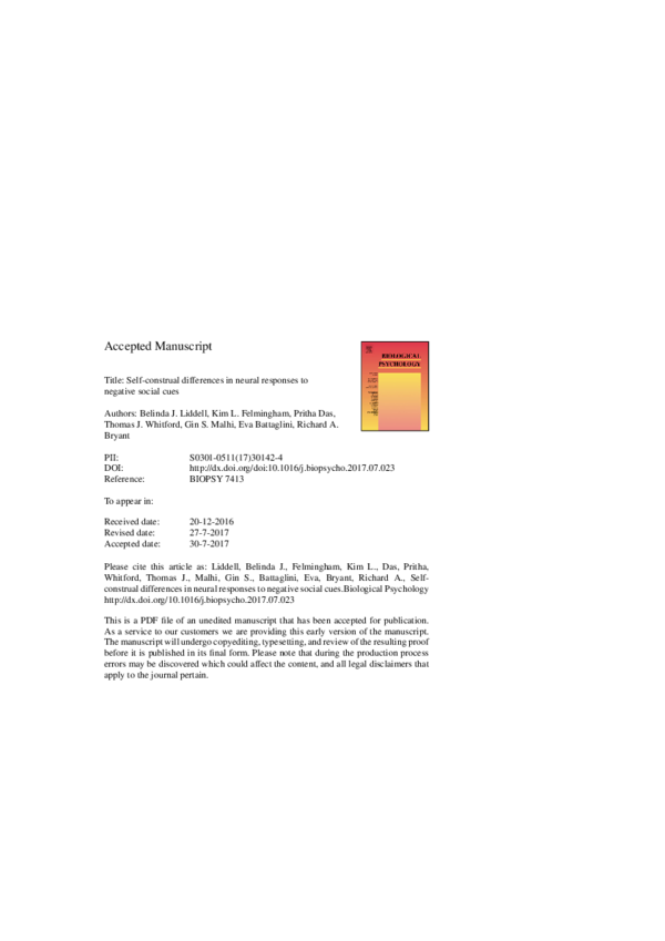 (PDF) Self-construal differences in neural responses to negative social ...