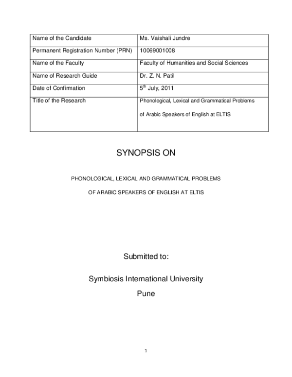 (PDF) Phonological lexical and Grammatical problems of Arabic speakers ...