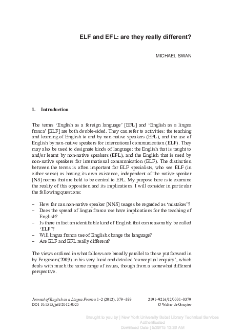 (PDF) ELF and EFL: are they really different?