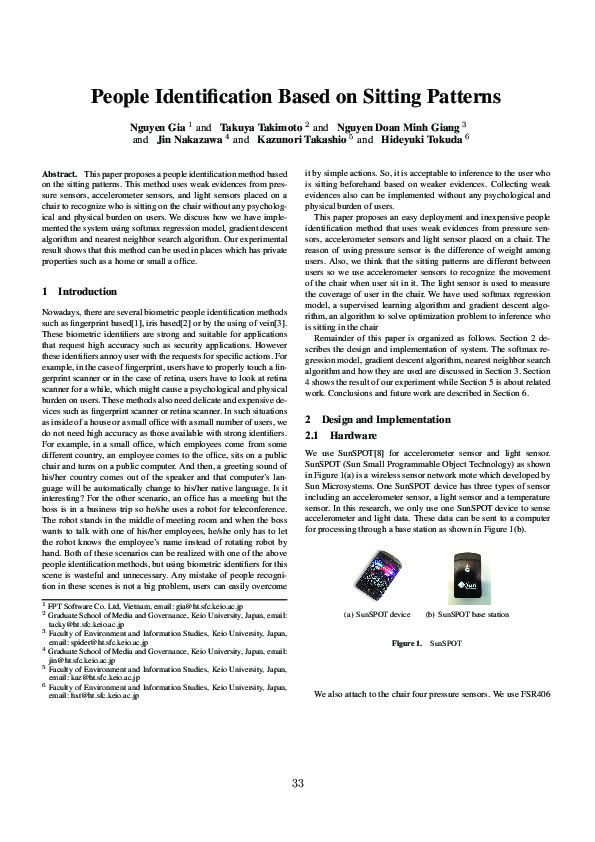 (PDF) People Identification Based on Sitting Patterns