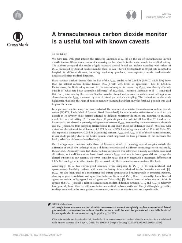 (PDF) A transcutaneous carbon dioxide monitor is a useful tool with ...