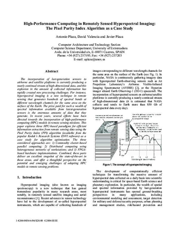 Pdf High Performance Computing In Remotely Sensed Hyperspectral