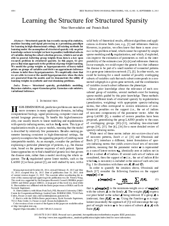 (PDF) Learning the Structure for Structured Sparsity