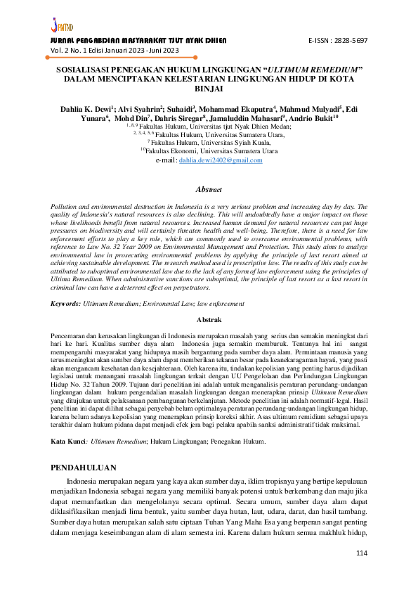 (PDF) Penerapan prinsip ultimum remedium dalam penegakan hukum pidana ...