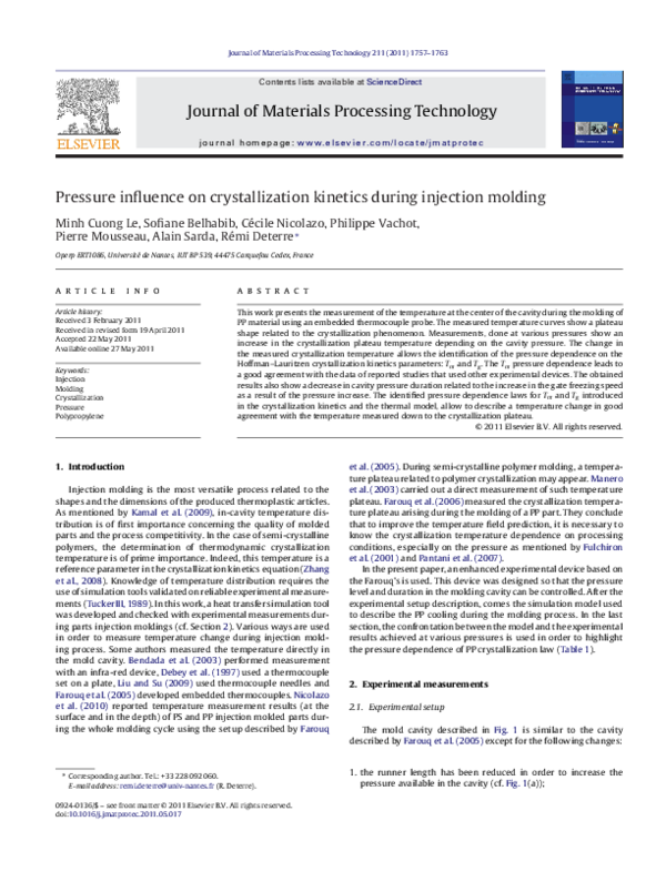 (PDF) Pressure influence on crystallization kinetics during injection molding | Cường Nguyễn Lê ...