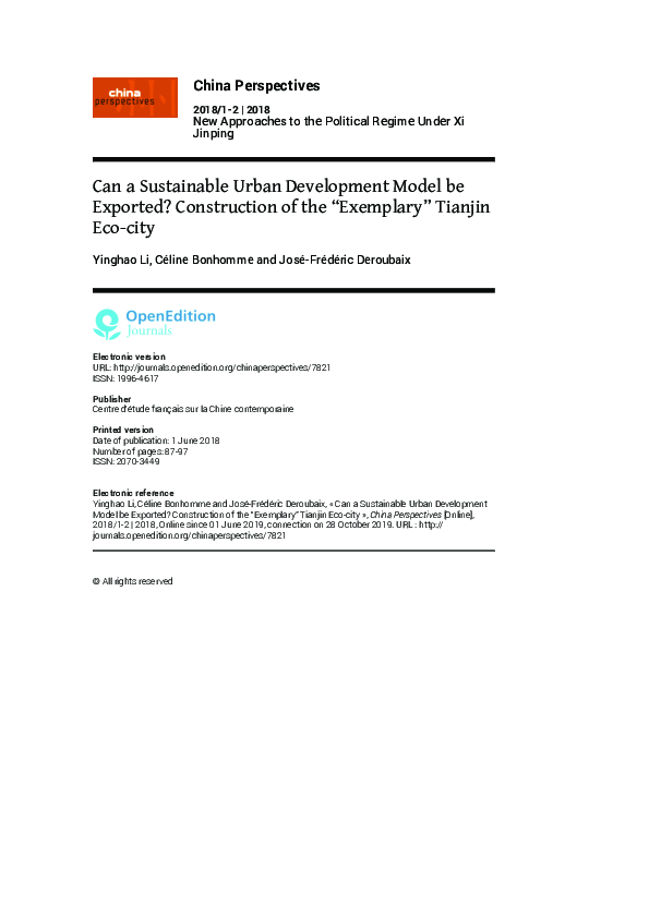 (PDF) Can a Sustainable Urban Development Model be Exported?