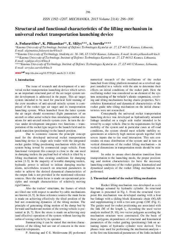 (PDF) Structural and functional characteristics of the lifting ...