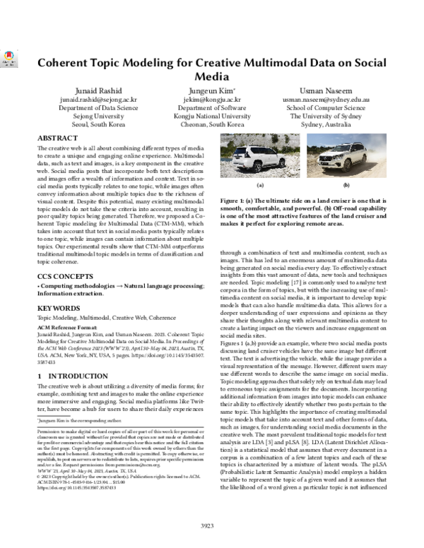 (PDF) Coherent Topic Modeling for Creative Multimodal Data on Social Media