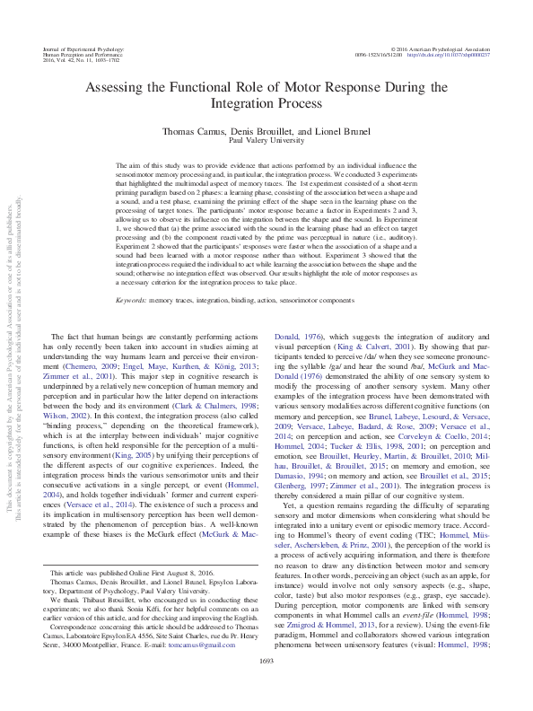 (PDF) Assessing the functional role of motor response during the ...