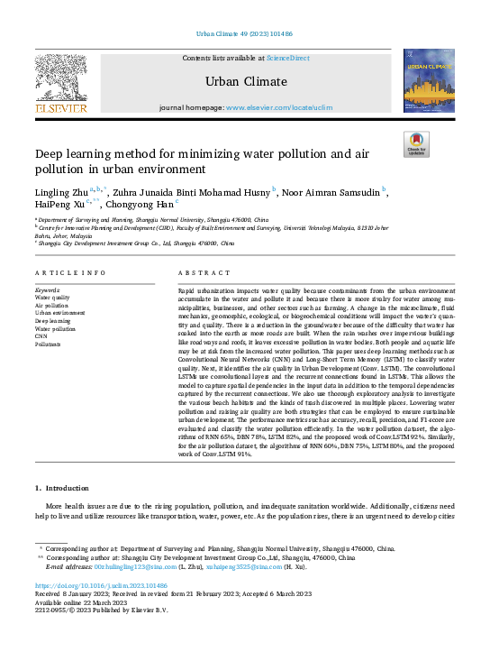 (PDF) Deep learning method for minimizing water pollution and air ...