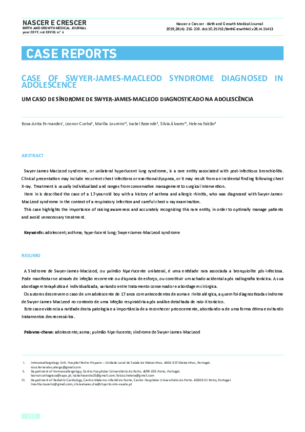 (PDF) Um caso de síndrome de swyer-james-macleod diagnosticado na ...
