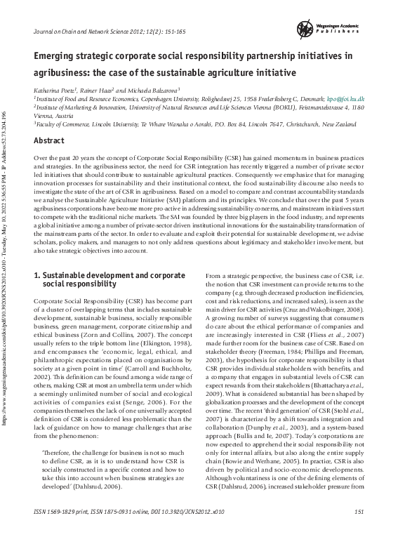 (PDF) Emerging strategic corporate social responsibility partnership ...