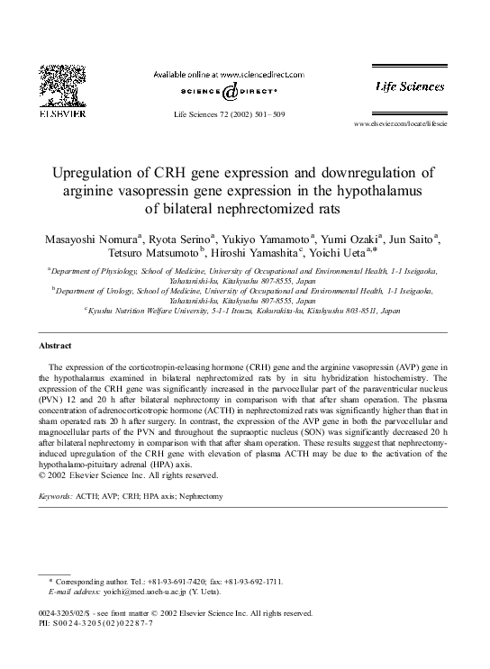 (PDF) Upregulation of CRH gene expression and downregulation of ...