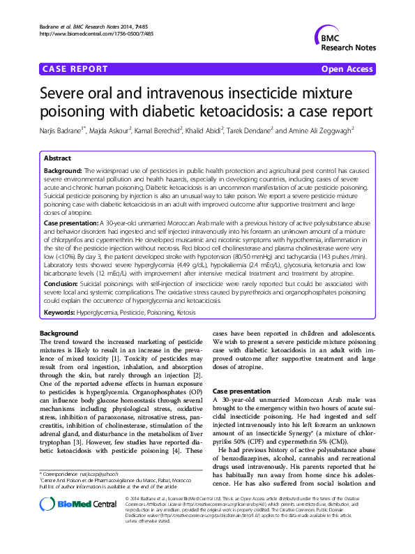 (PDF) Severe oral and intravenous insecticide mixture poisoning with ...