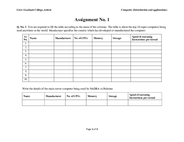 Pdf Assignment No 1 1 