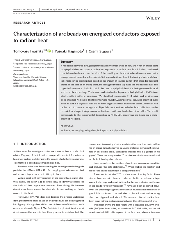 (PDF) Characterization of arc beads on energized conductors exposed to ...