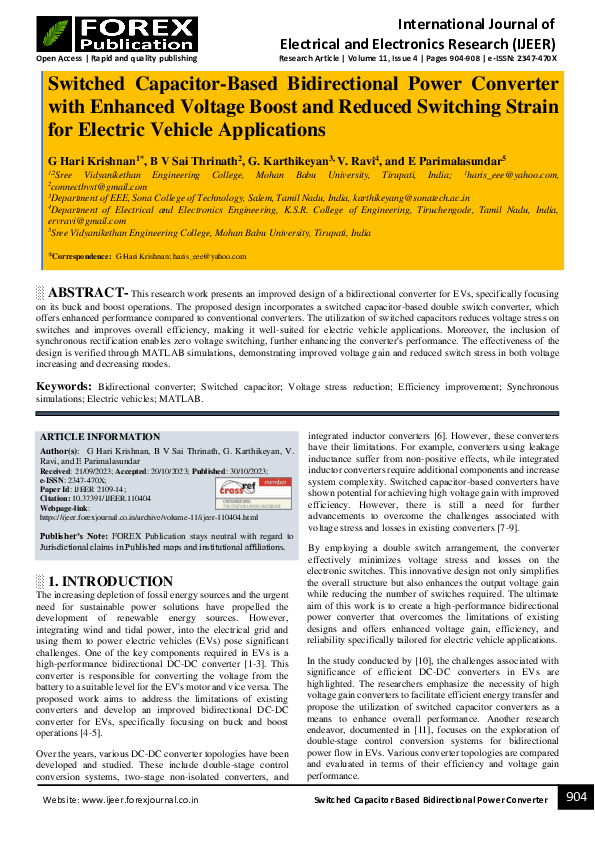 (PDF) Switched Capacitor-Based Bidirectional Power Converter with Enhanced Voltage Boost and ...