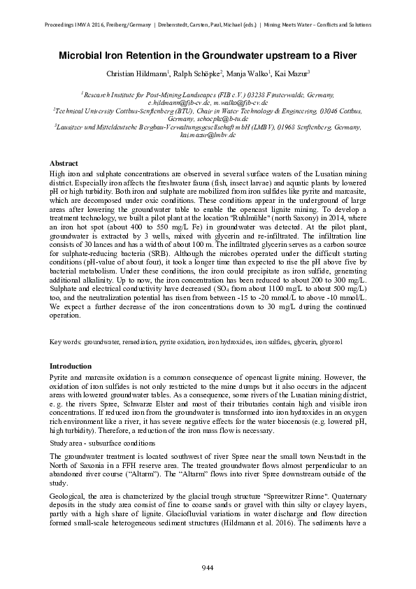 (PDF) Microbial Iron Retention in the Groundwater upstream to a River