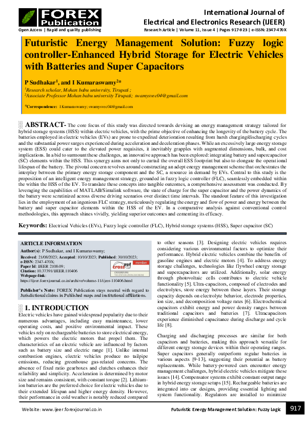 (PDF) Futuristic Energy Management Solution: Fuzzy logic controller-Enhanced Hybrid Storage for ...