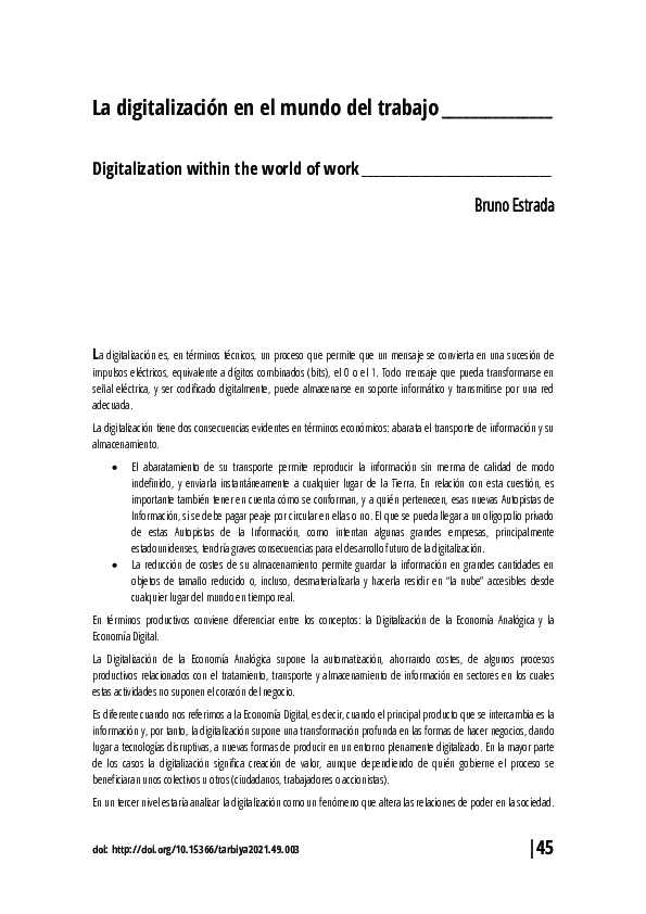 (PDF) La digitalización en el mundo del trabajo