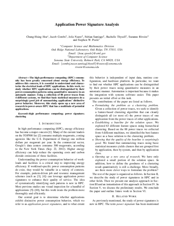 (PDF) Application Power Signature Analysis | stephen poole - Academia.edu