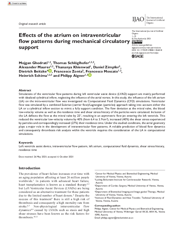 (PDF) Effects of the atrium on intraventricular flow patterns during ...