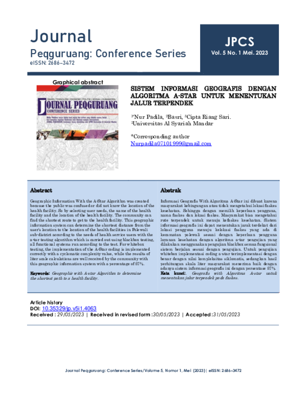 (PDF) Sistem informasi geografis dengan algoritma a-star untuk ...