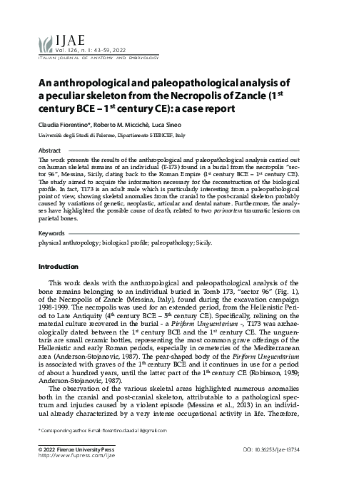 (PDF) An anthropological and paleopathological analysis of a peculiar ...