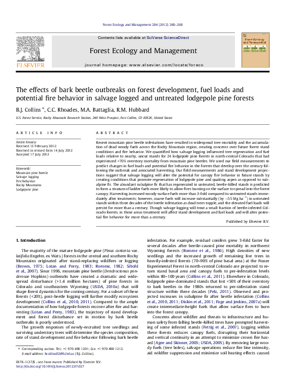 (PDF) The effects of bark beetle outbreaks on forest development, fuel ...