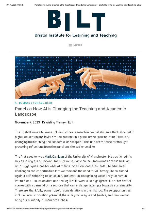 (PDF) Panel on How AI is Changing the Teaching and Academic Landscape