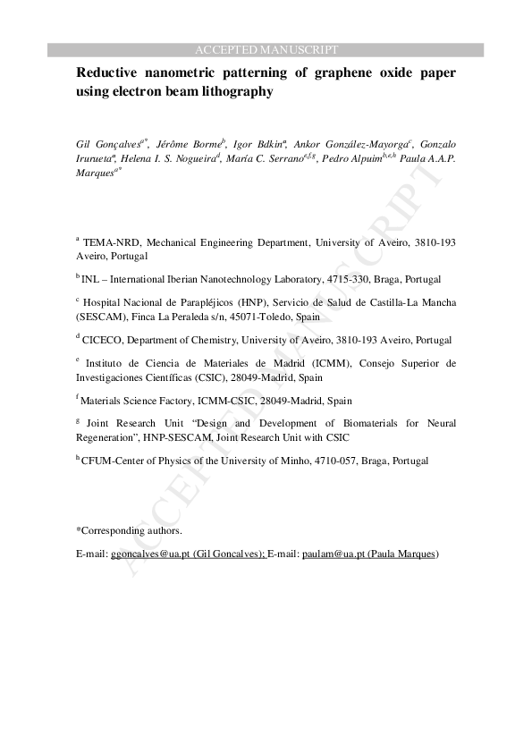 Pdf Reductive Nanometric Patterning Of Graphene Oxide Paper Using
