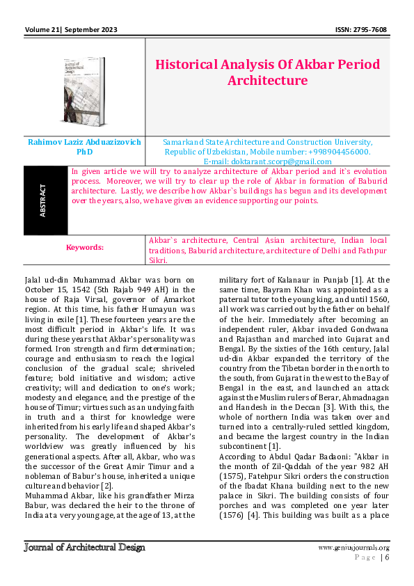 (PDF) Historical Analysis Of Akbar Period Architecture