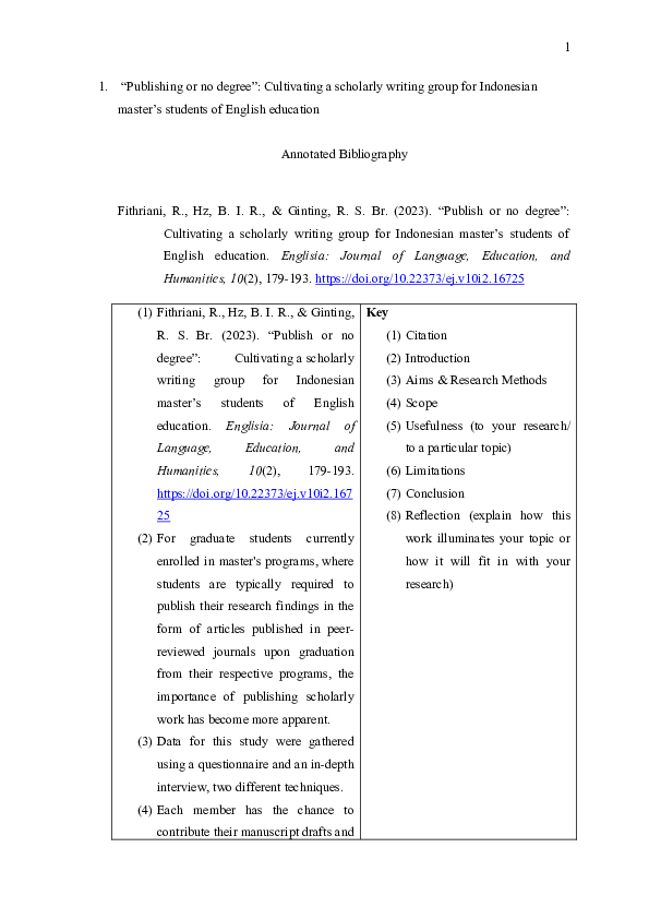 (DOC) Annotated Bibliography 7 Journal Scientific Writing | ajeng ...