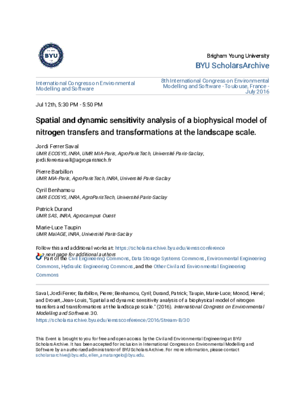(PDF) Spatial and dynamic sensitivity analysis of a biophysical model ...