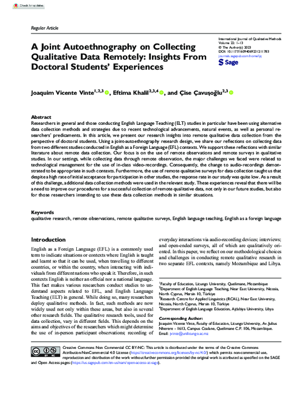 (PDF) A Joint Autoethnography on Collecting Qualitative Data Remotely ...