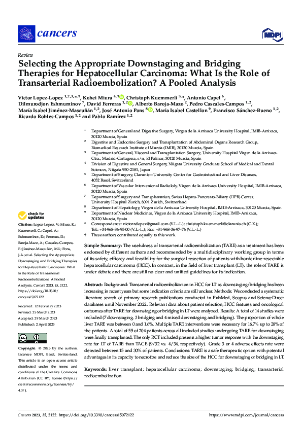 (PDF) Selecting the Appropriate Downstaging and Bridging Therapies for Hepatocellular Carcinoma ...