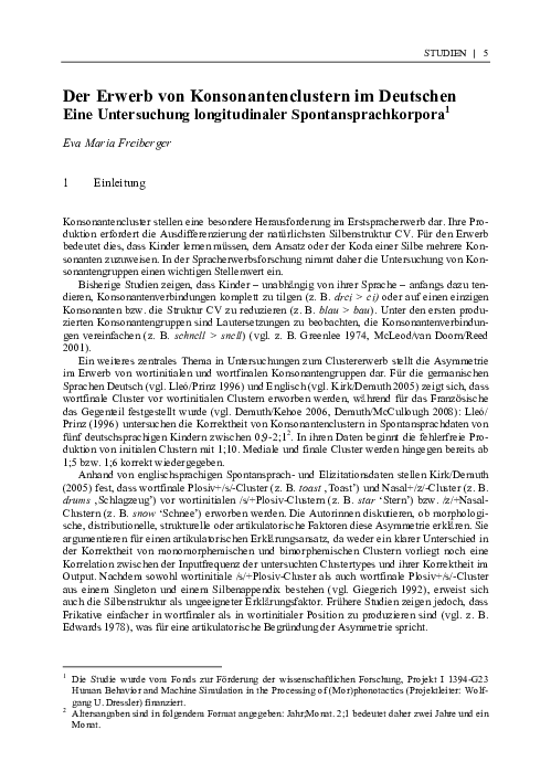 (PDF) Acquisition of consonant clusters in German : a study of ...