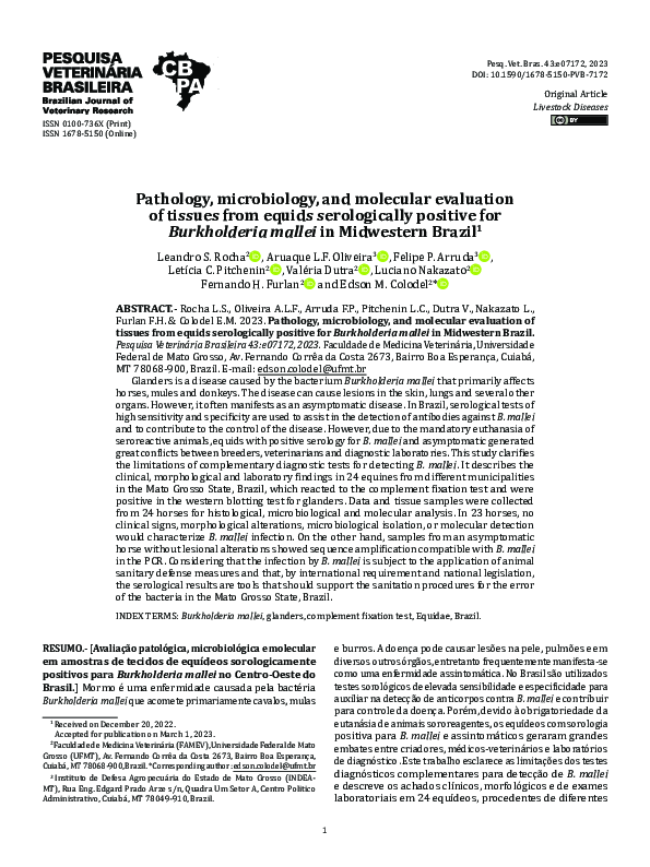(PDF) Pathology, microbiology, and molecular evaluation of tissues from ...