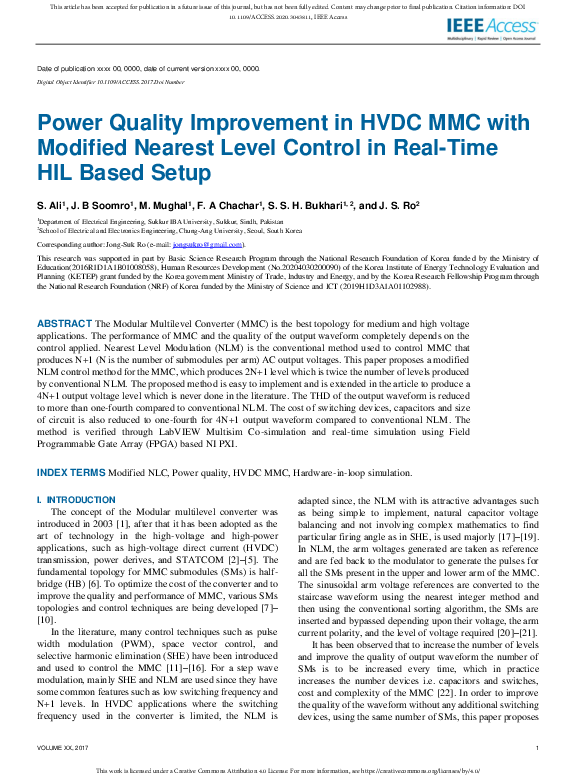(PDF) Power Quality Improvement in HVDC MMC With Modified Nearest Level Control in Real-Time HIL ...