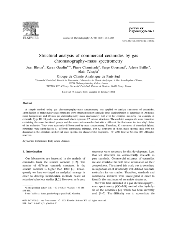 (PDF) Structural analysis of commercial ceramides by gas chromatography ...