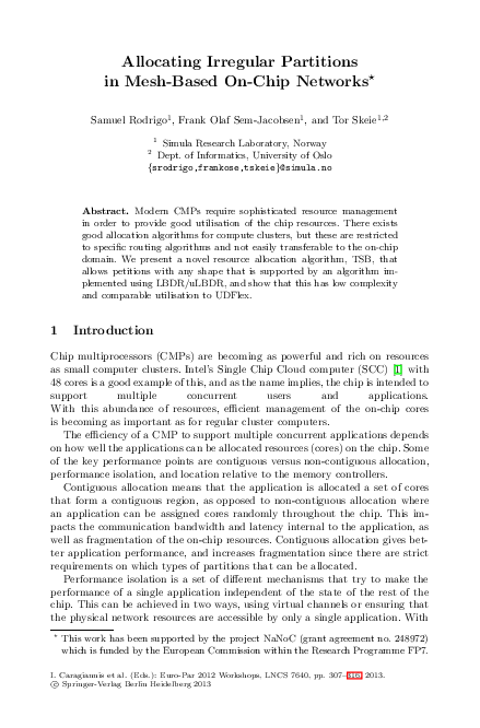 (PDF) Allocating Irregular Partitions in Mesh-Based On-Chip Networks ...
