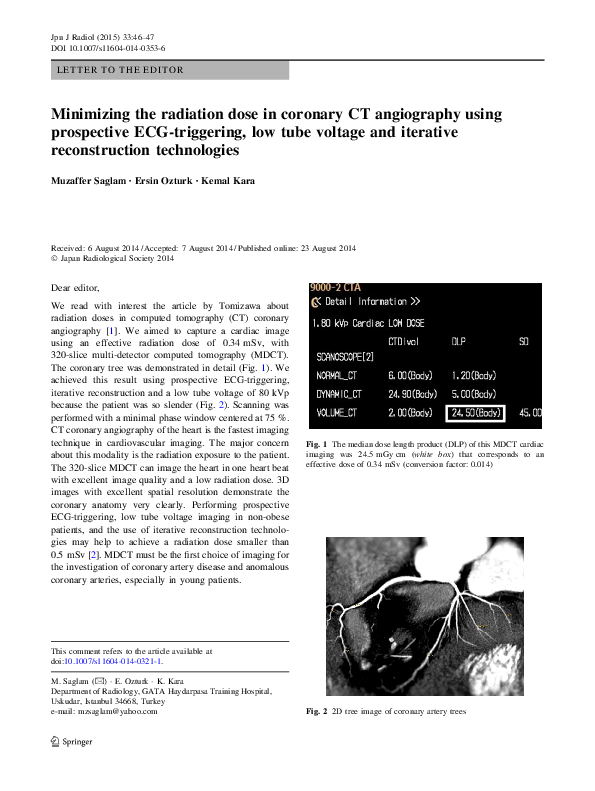 (PDF) Minimizing the radiation dose in coronary CT angiography using prospective ECG-triggering ...