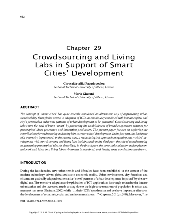 (PDF) Crowdsourcing and Living Labs in Support of Smart Cities’ Development | Chrysaida-Aliki ...