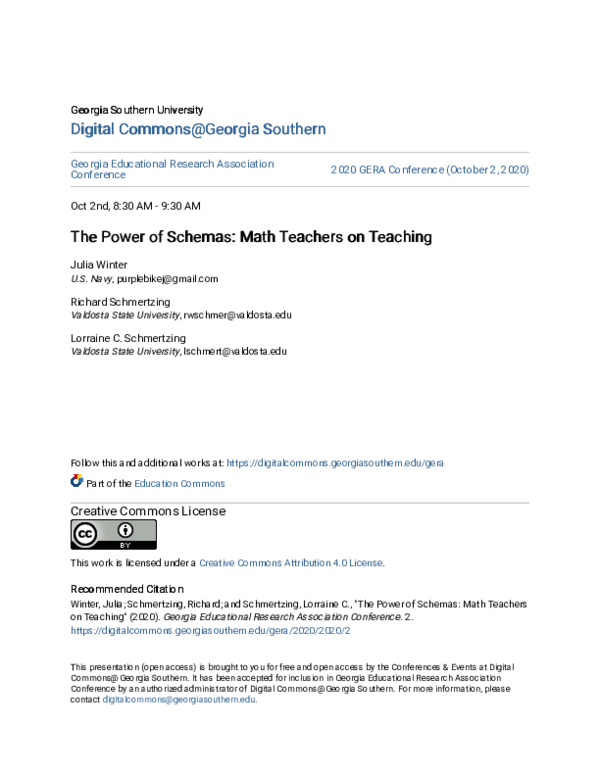 (PDF) The Power of Schemas: Math Teachers on Teaching | Richard ...
