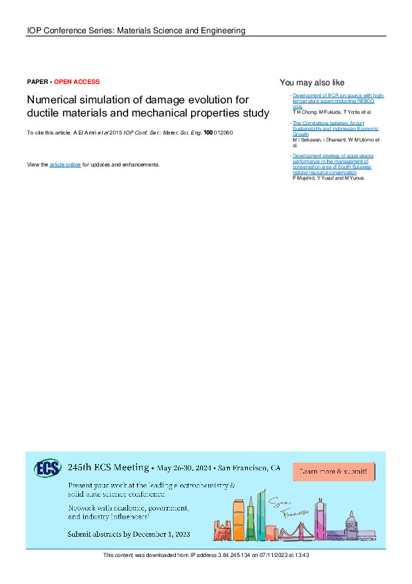 (PDF) Numerical simulation of damage evolution for ductile materials ...