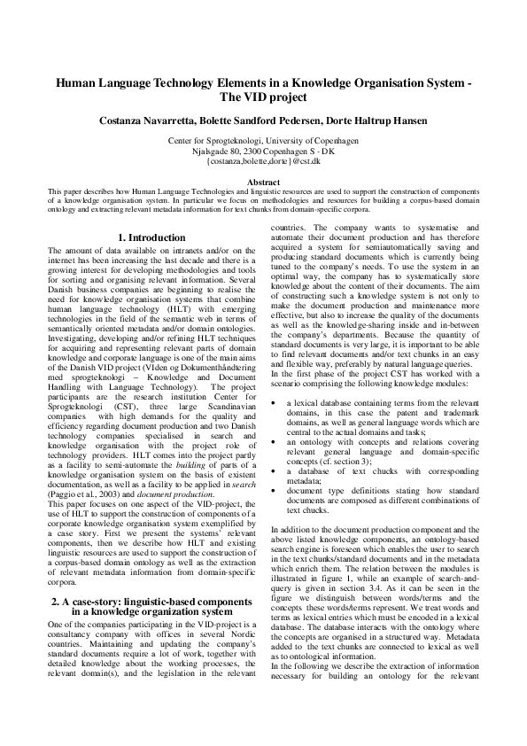 (PDF) Human language technology elements in a knowledge organisation system-the vid project