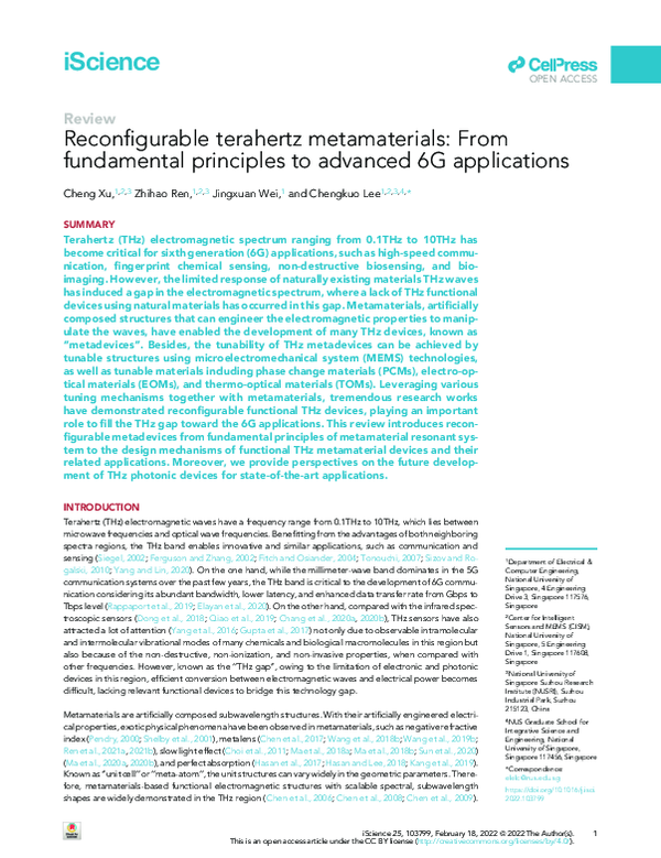 (PDF) Reconfigurable terahertz metamaterials: From fundamental principles to advanced 6G ...